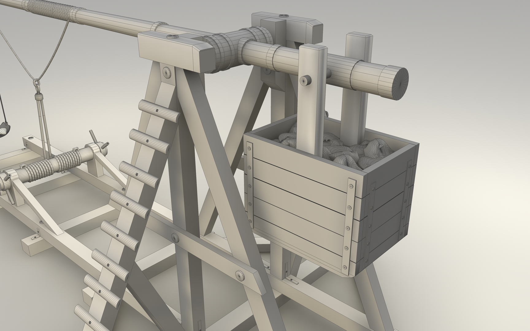 medieval trebuchet obj