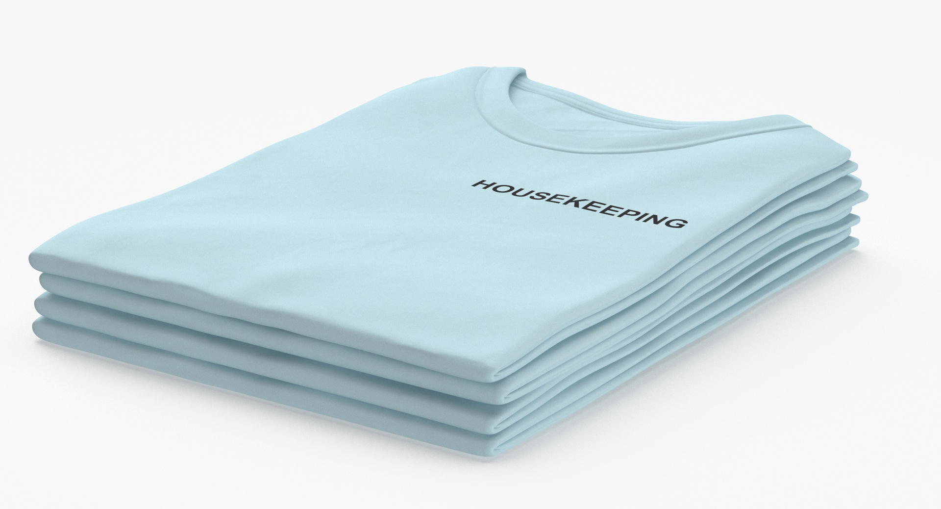 Female Crew Neck Folded Stacked Blue Housekeeping 01 3D model ...