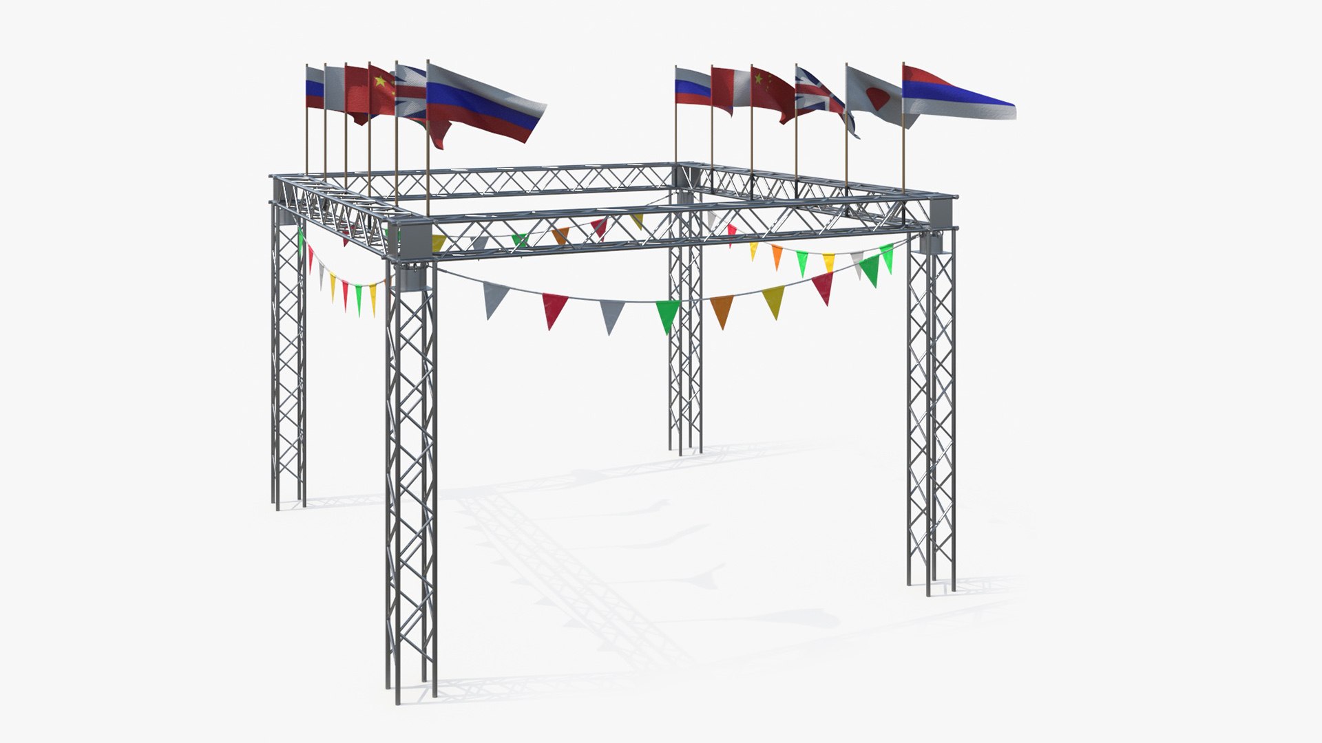 Event Truss Structure With International Flags And Bunting Model ...