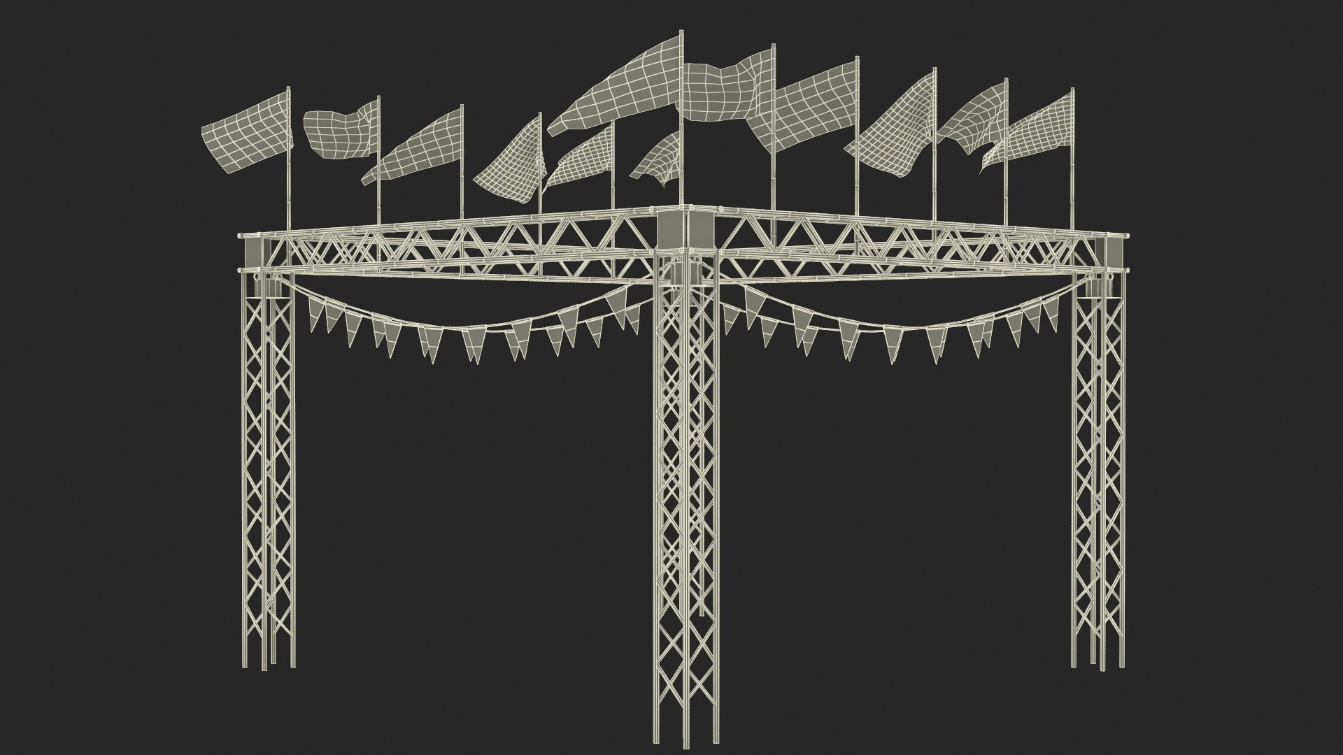 Event Truss Structure With International Flags And Bunting Model ...