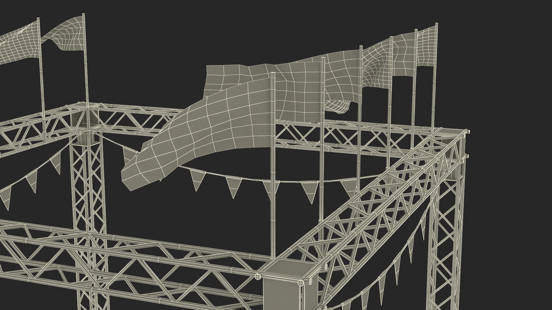 Event Truss Structure With International Flags And Bunting Model ...
