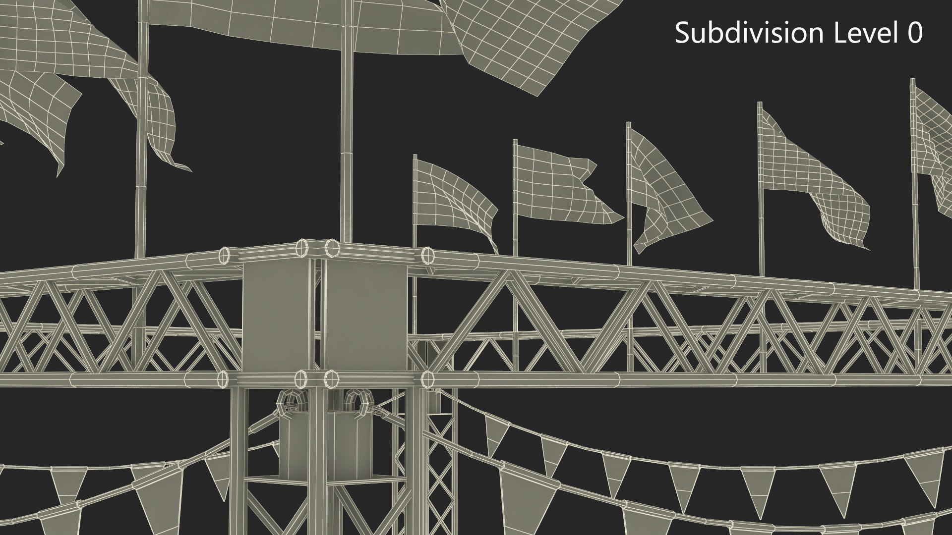 Event Truss Structure With International Flags And Bunting Model ...