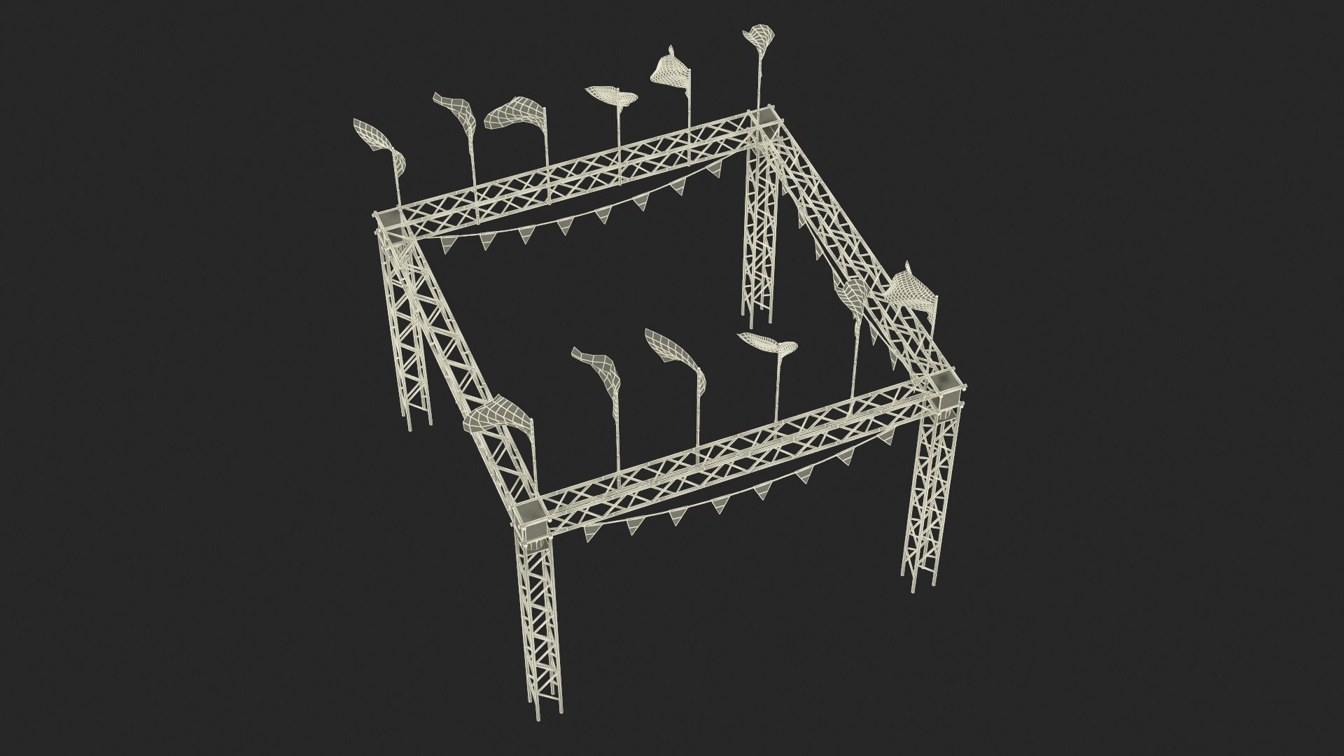 Event Truss Structure With International Flags And Bunting Model ...