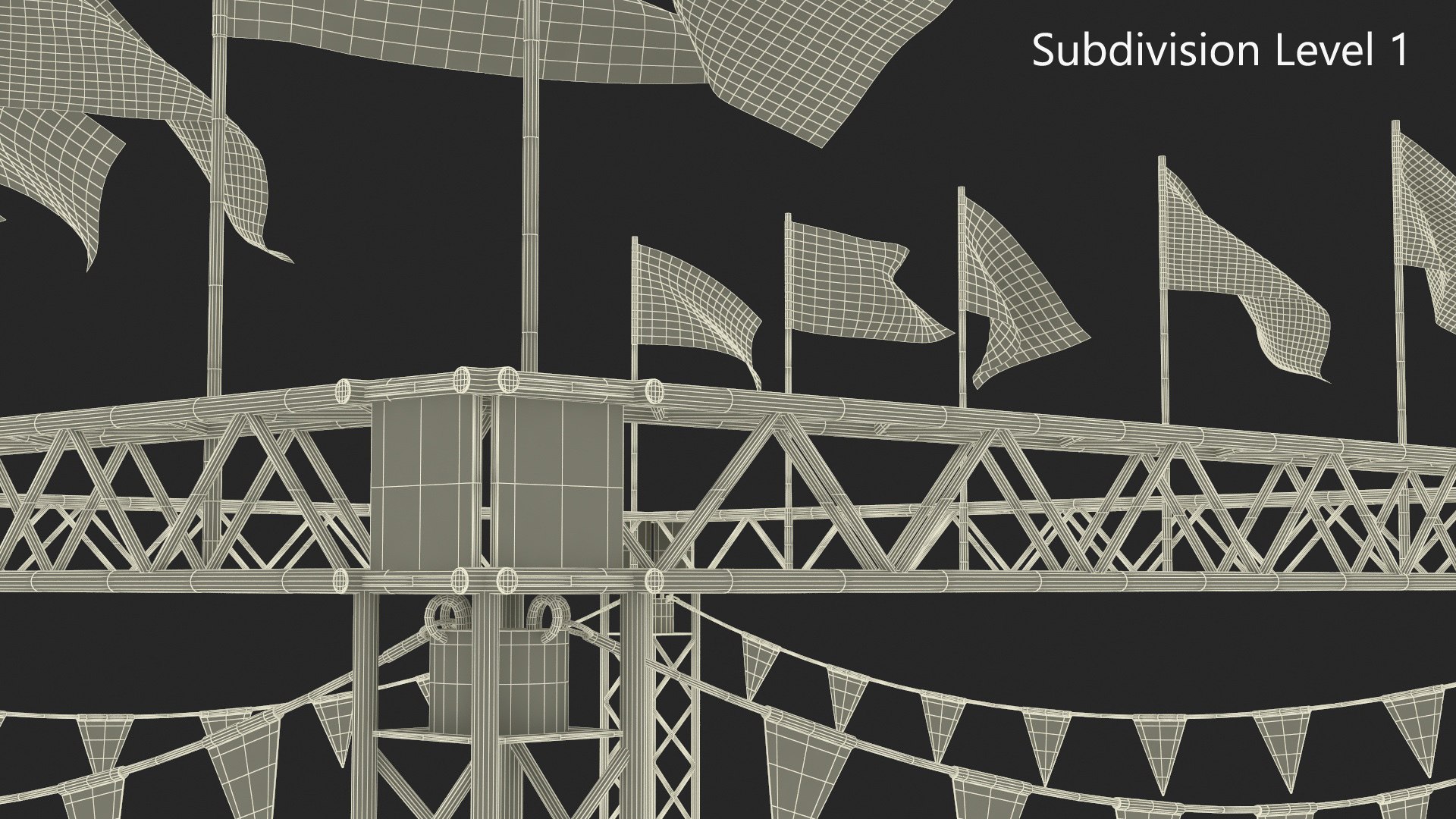 Event Truss Structure With International Flags And Bunting Model ...