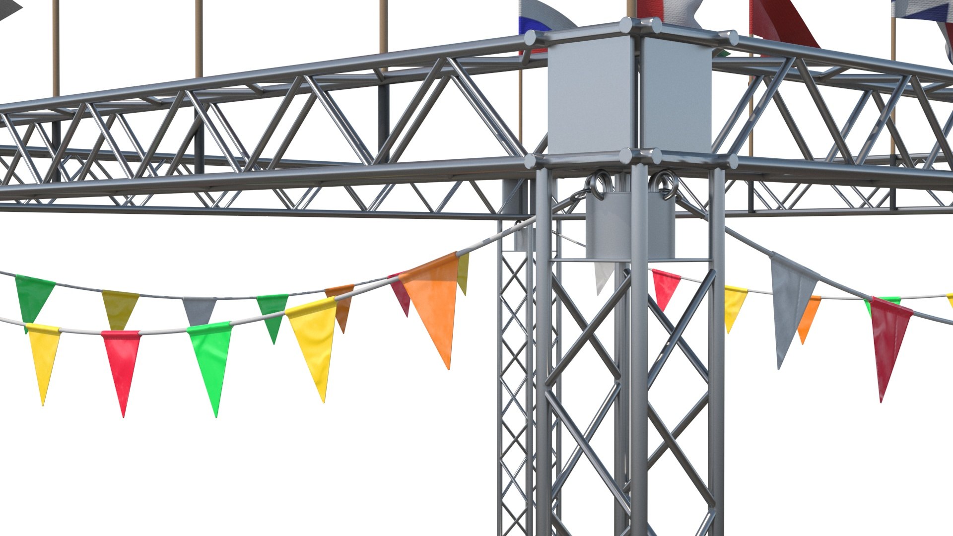 Event Truss Structure With International Flags And Bunting Model - TurboSquid 2295506