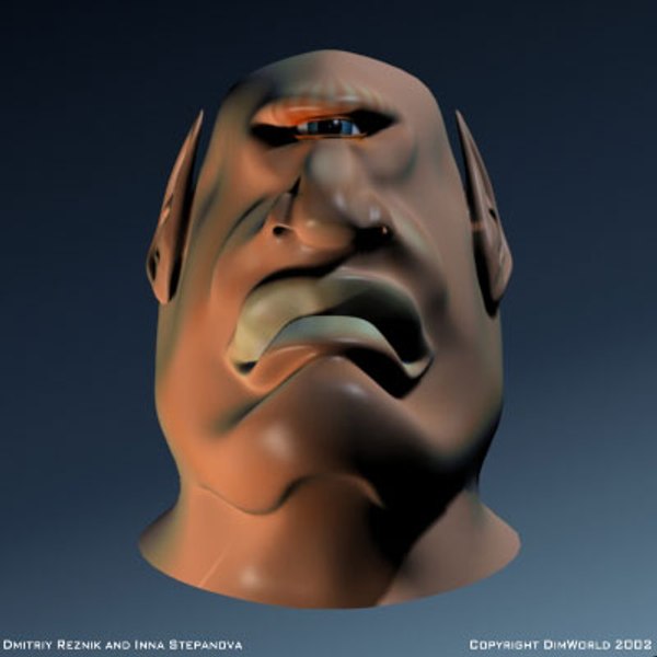 3d model of fantasy character head cyclop