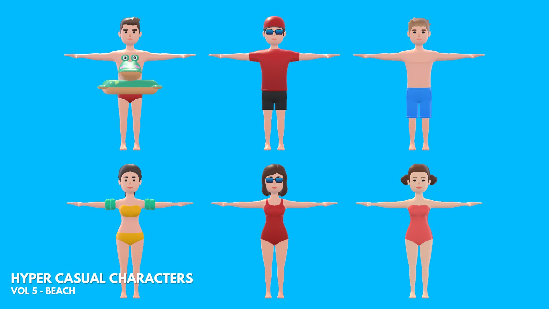 HYPER CASUAL CHARACTERS VOL 5 - BEACH 3D Model - TurboSquid 2057889