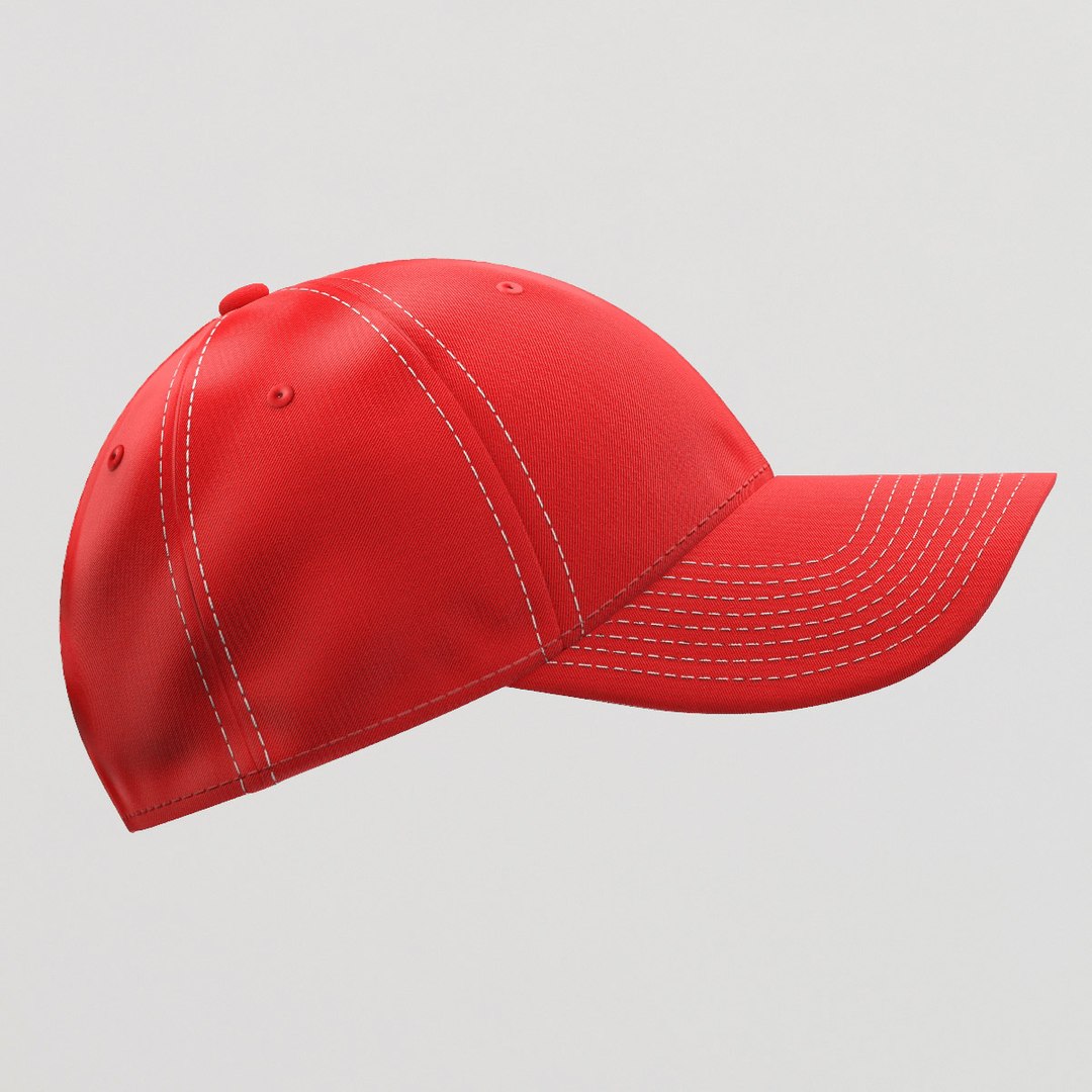 3d - Cap Red White Model