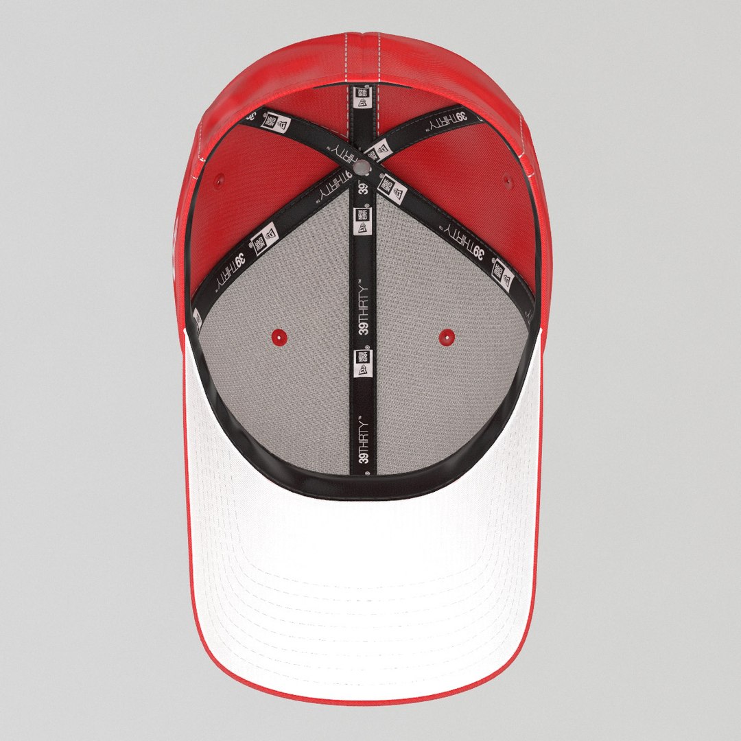 3d - Cap Red White Model