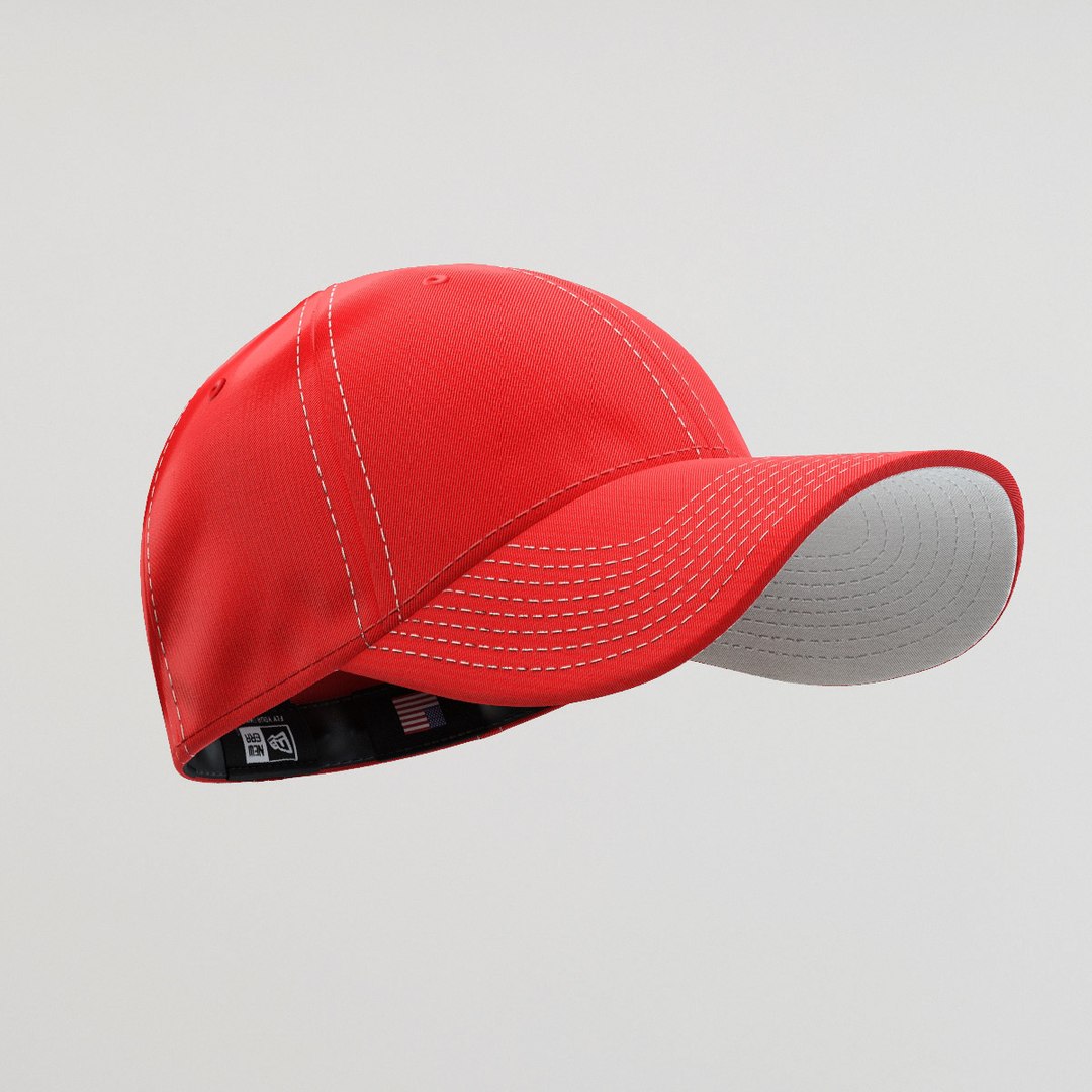 3d - Cap Red White Model