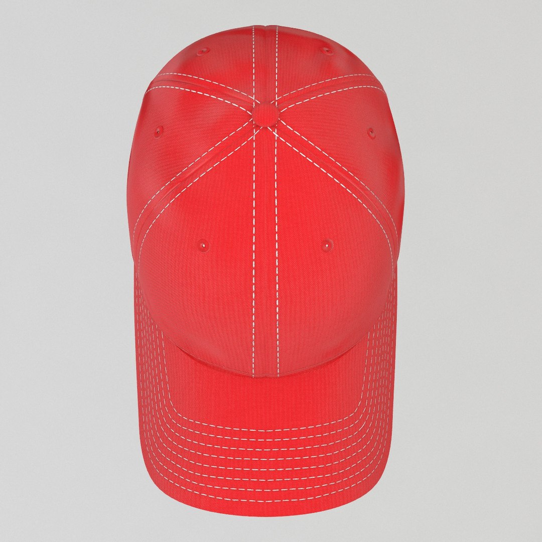 3d - Cap Red White Model