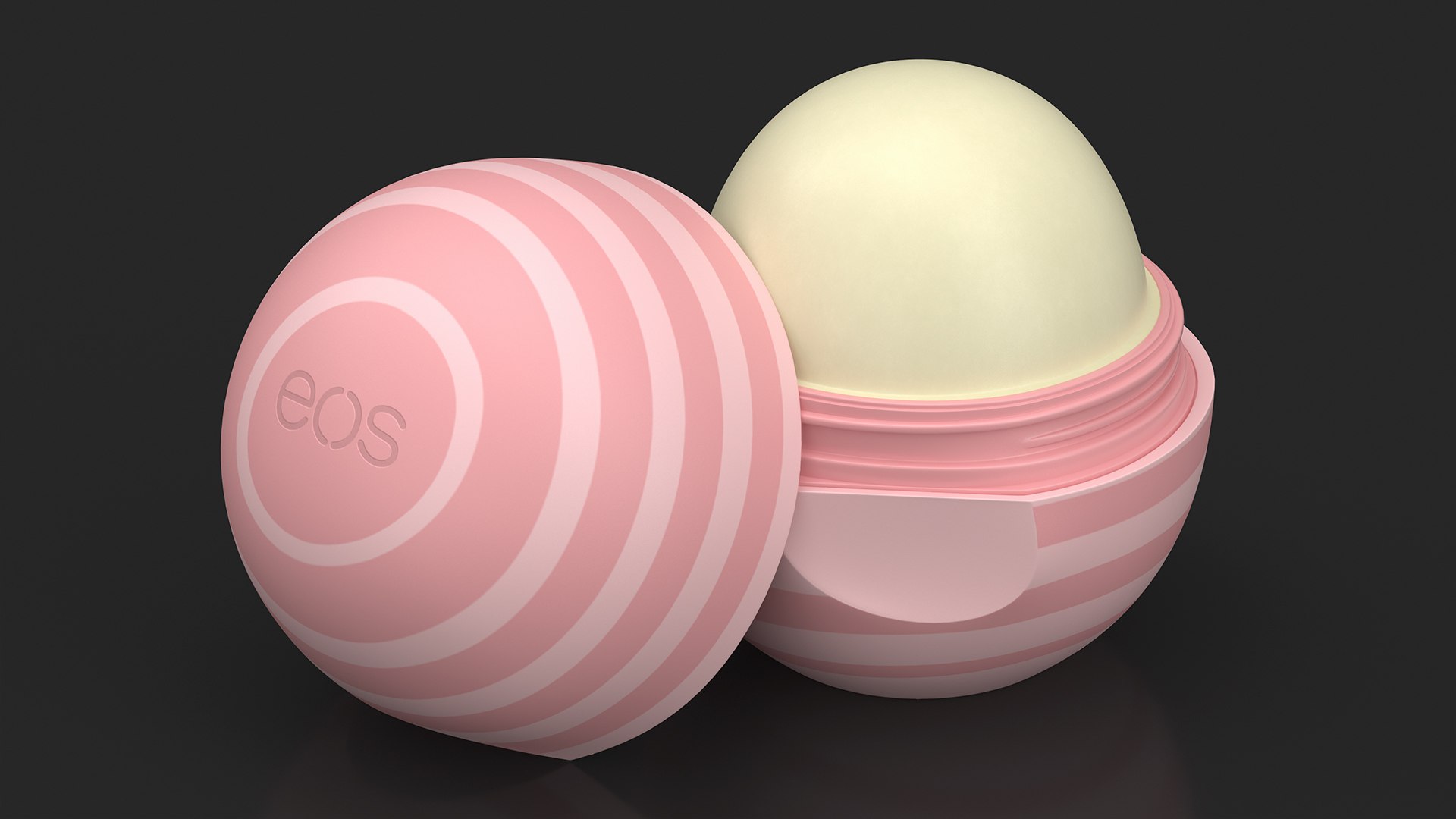 3D EOS Natural Lip Balm Pink Stripes Open - TurboSquid 2055949