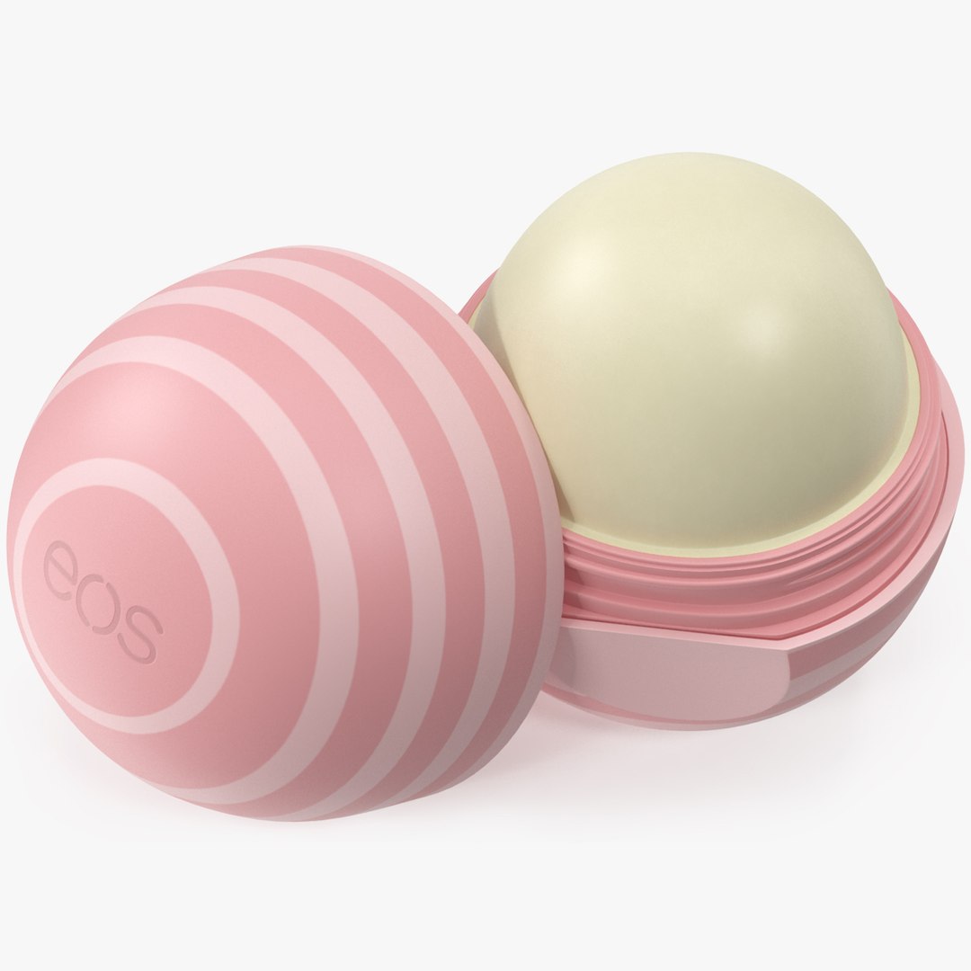 3D EOS Natural Lip Balm Pink Stripes Open - TurboSquid 2055949