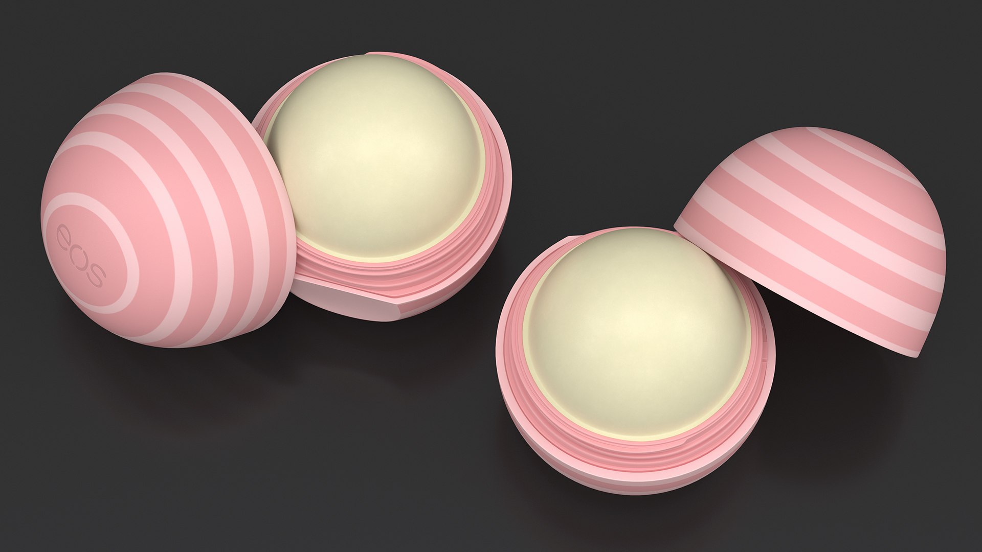 3D EOS Natural Lip Balm Pink Stripes Open - TurboSquid 2055949
