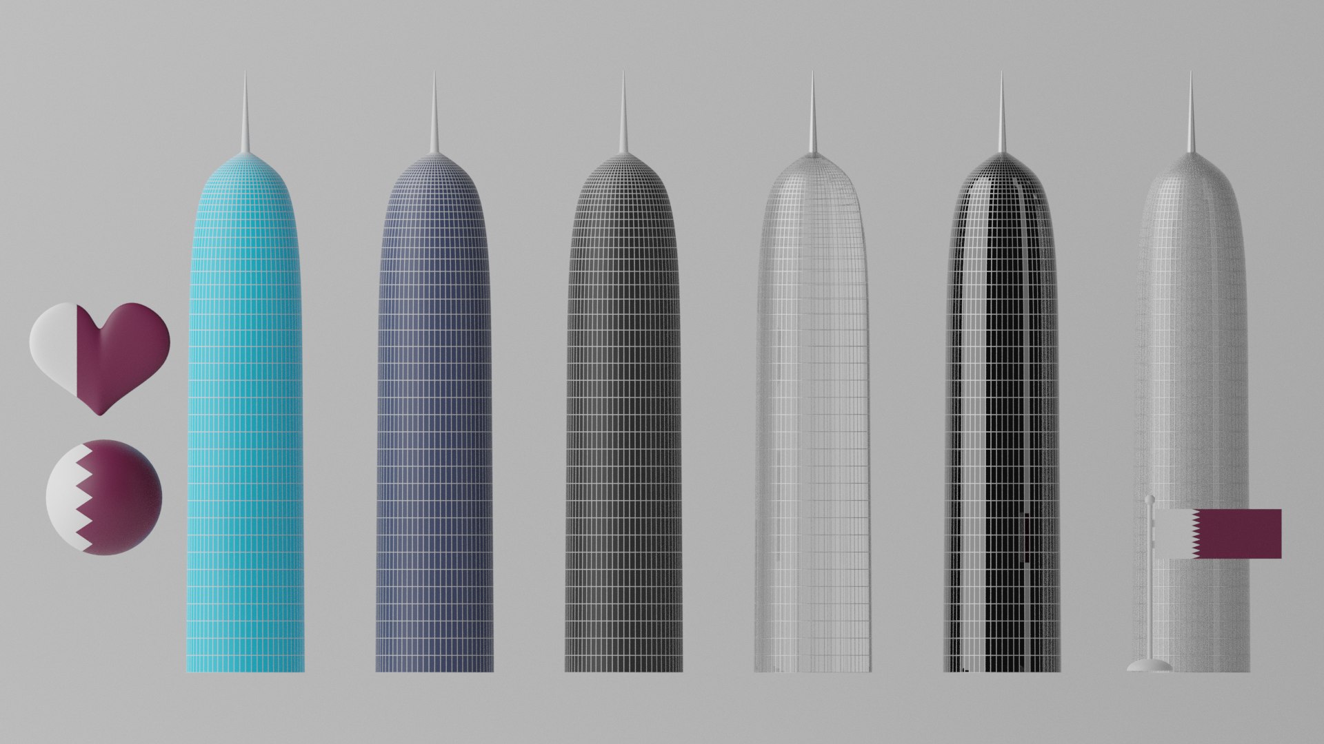 Burj Qatar Doha Tower Landmark 3D - TurboSquid 2044881