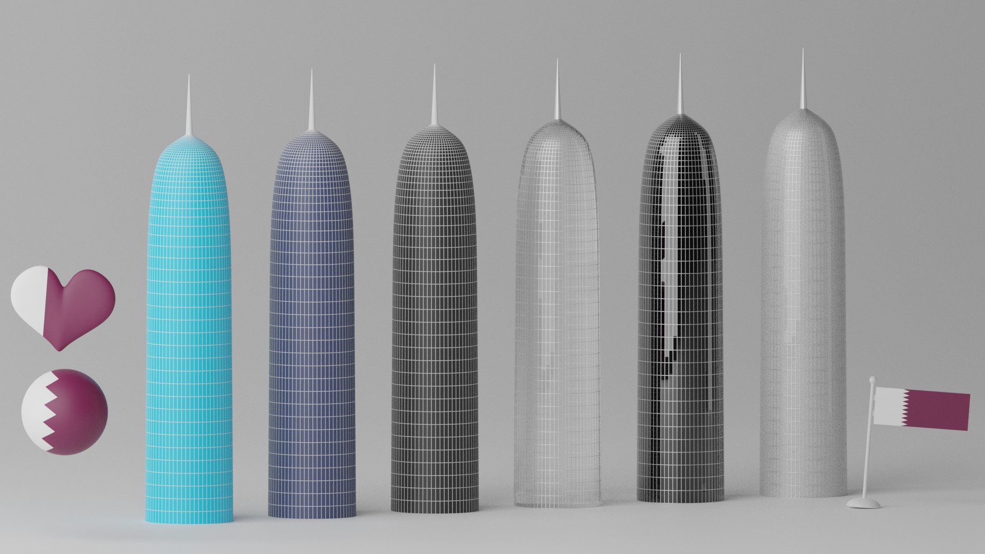 Burj Qatar Doha Tower Landmark 3D - TurboSquid 2044881