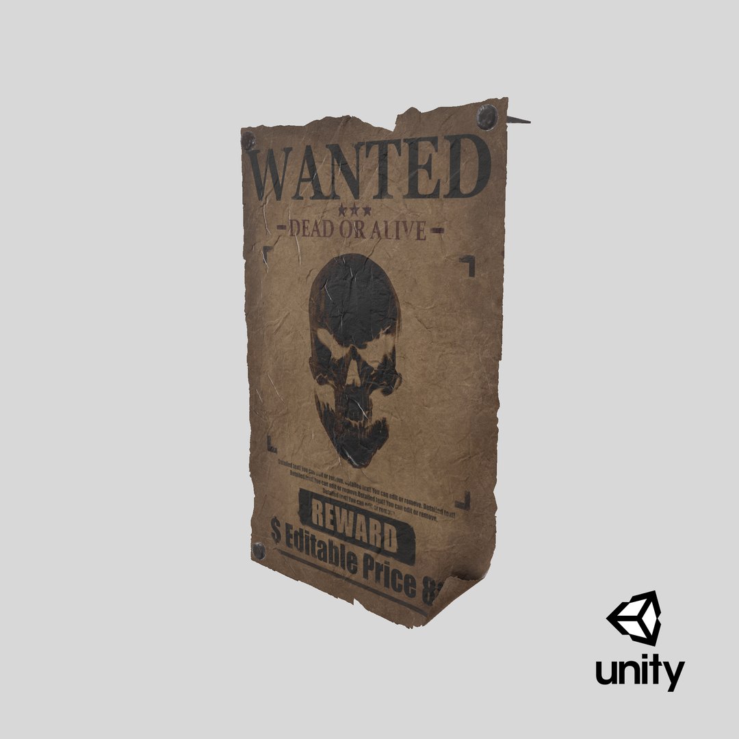 Wanted poster v2 editable 3D model - TurboSquid 1346971