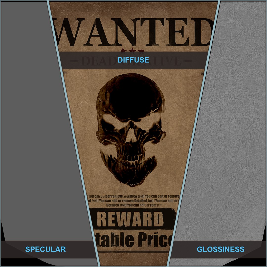 Wanted poster v2 editable 3D model - TurboSquid 1346971
