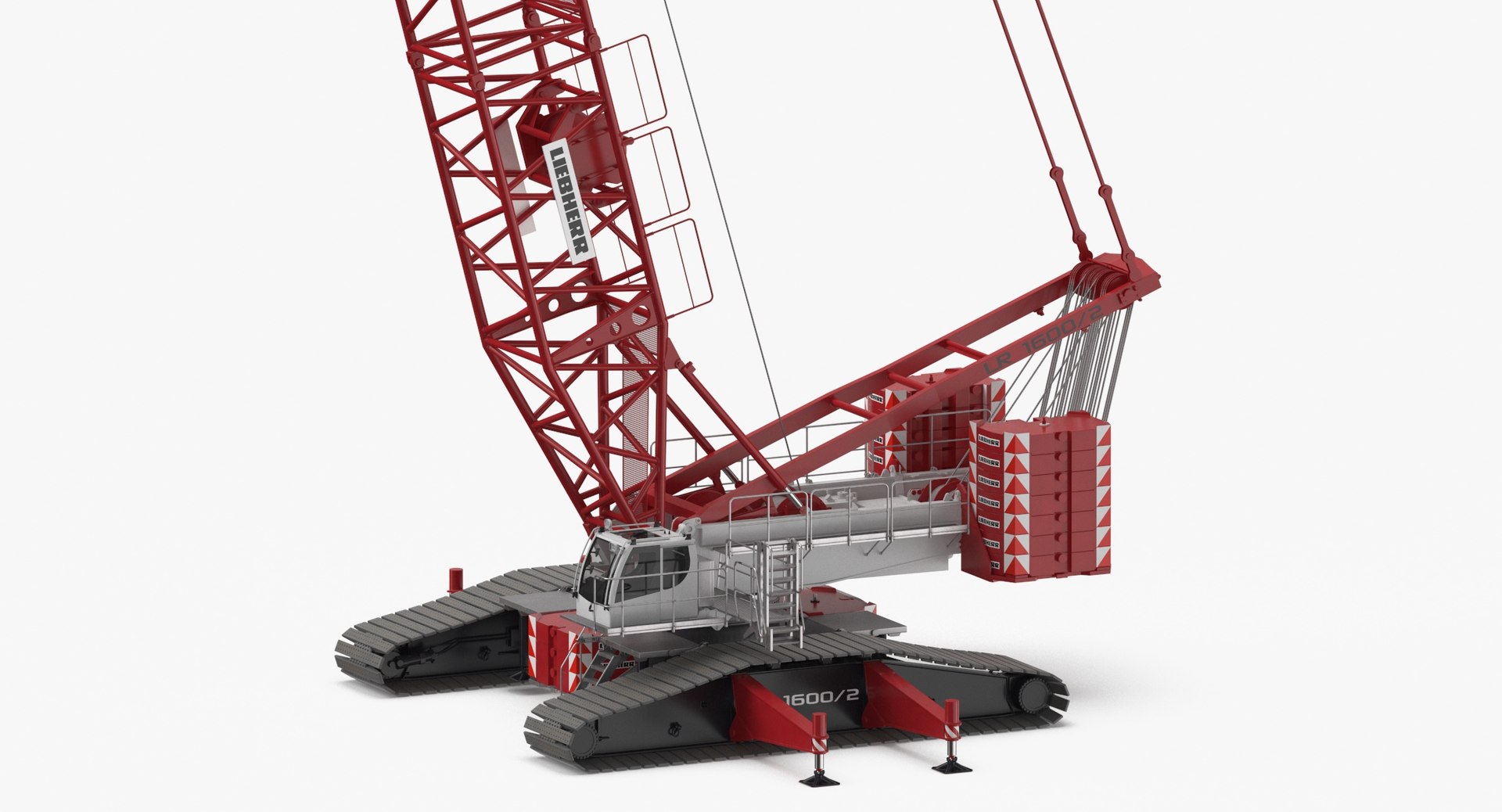 modèle 3D de Liebherr LR 1600 2 SL 102m Rouge avec Cabine Blanche ...