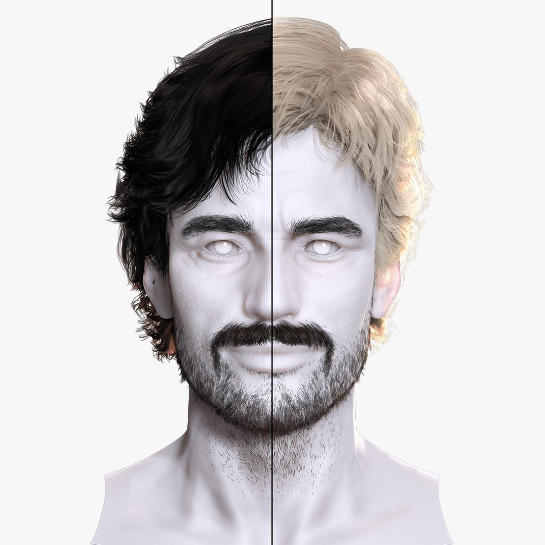 3D Realistic Male Hair Beard - Game-Ready 3D Asset - TurboSquid 2394944