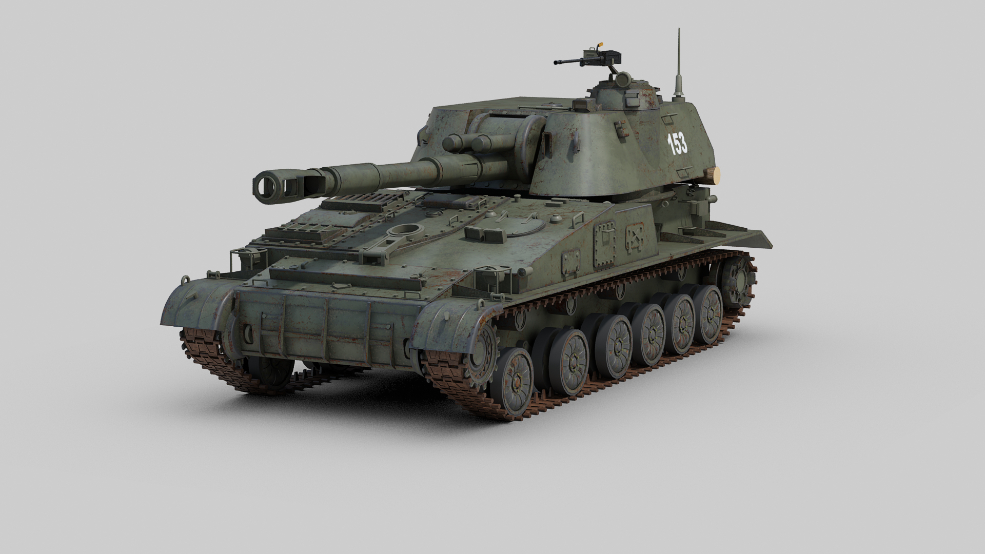 3d Model Of Soviet 2s3 Akatsiya Artillery