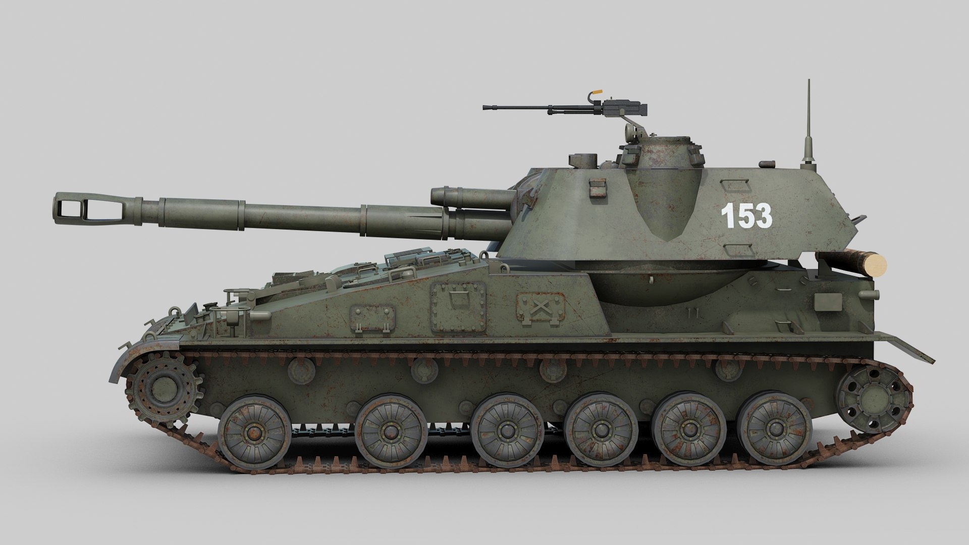 3d Model Of Soviet 2s3 Akatsiya Artillery