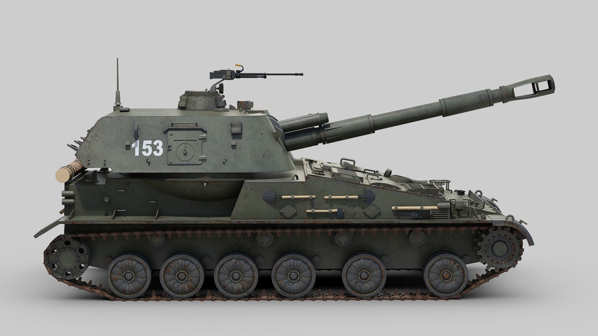 3d Model Of Soviet 2s3 Akatsiya Artillery
