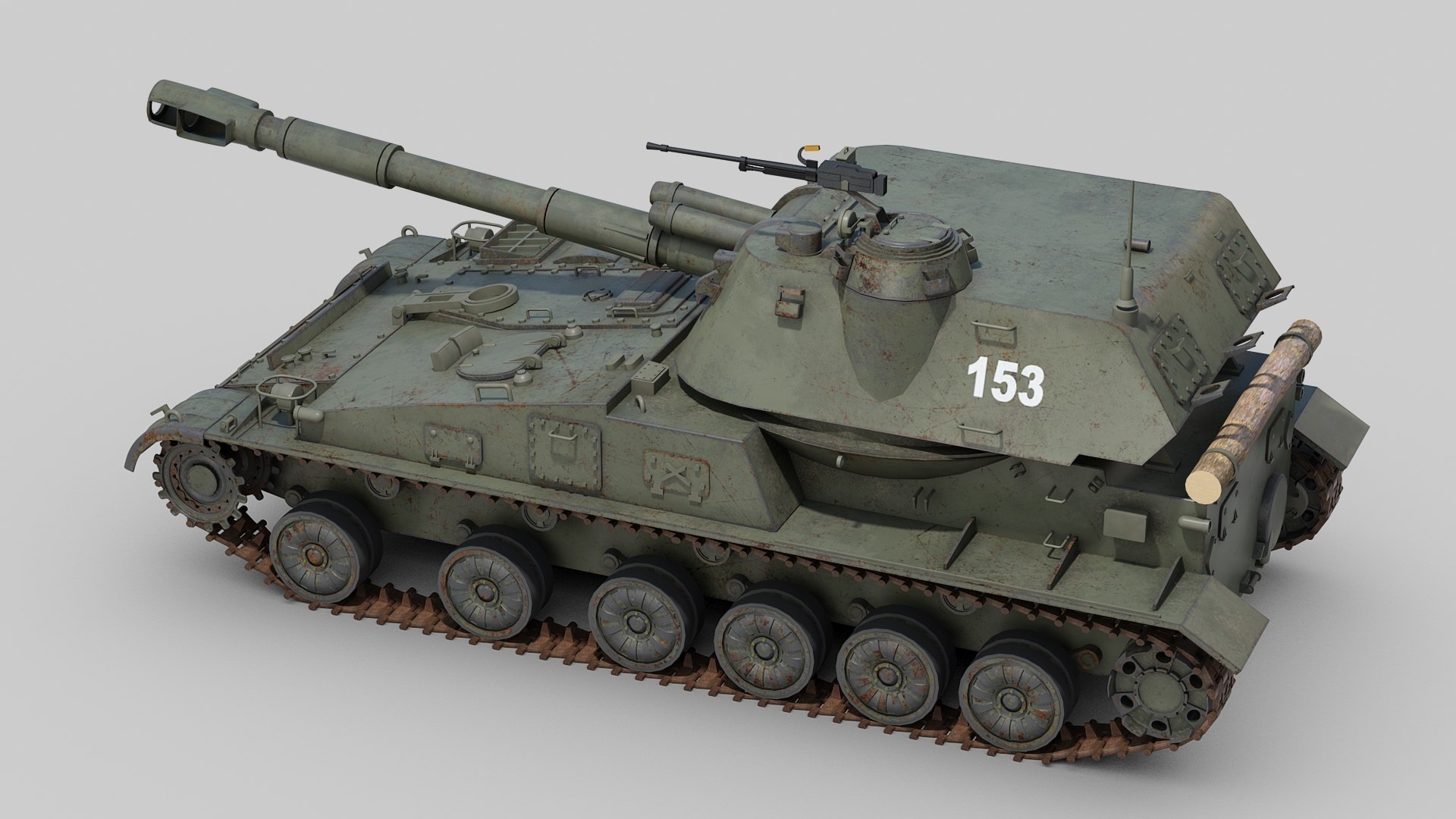 3d Model Of Soviet 2s3 Akatsiya Artillery