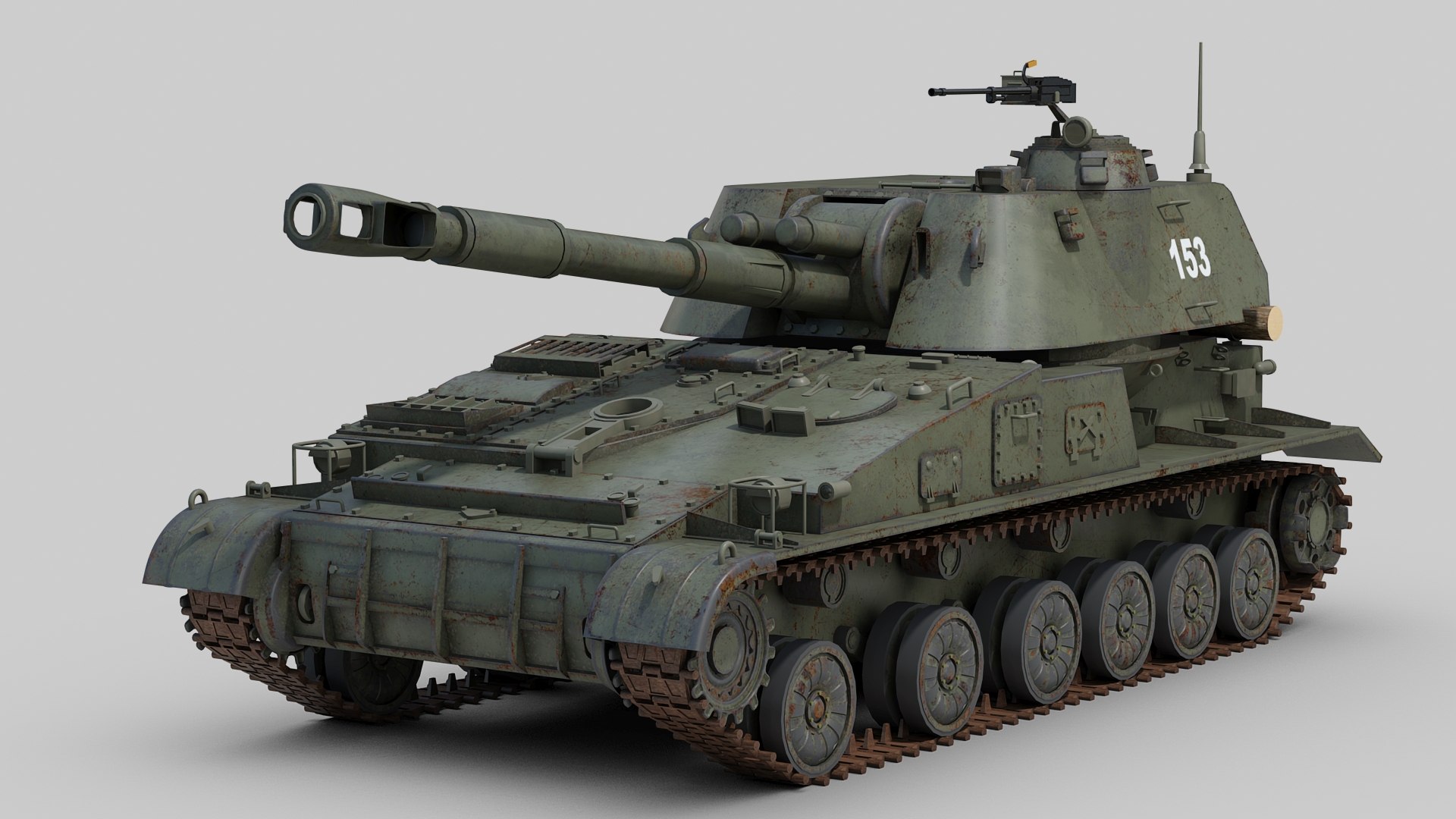3d Model Of Soviet 2s3 Akatsiya Artillery