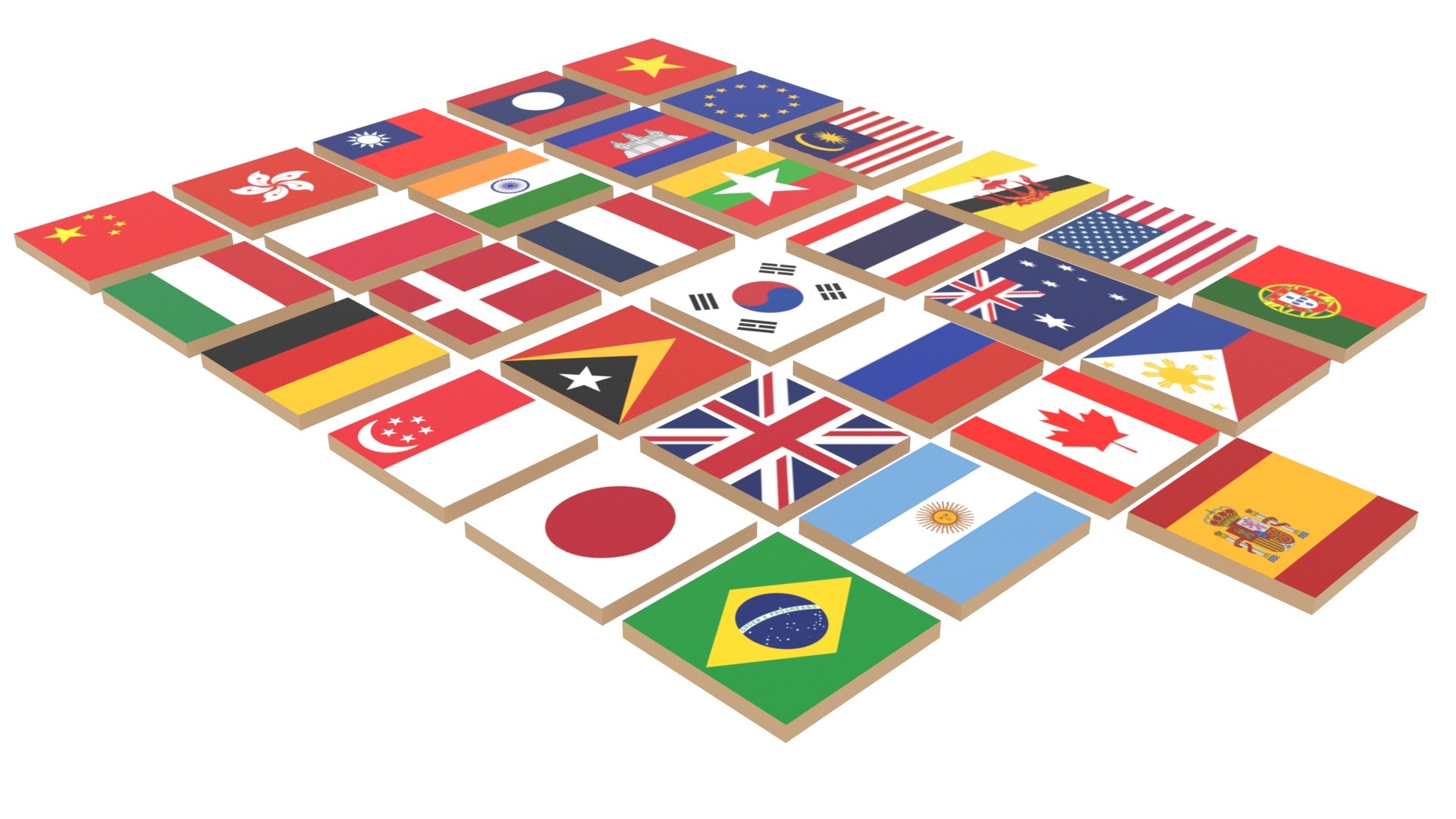Flags Lego Tiles Set 3D Model - TurboSquid 1886270