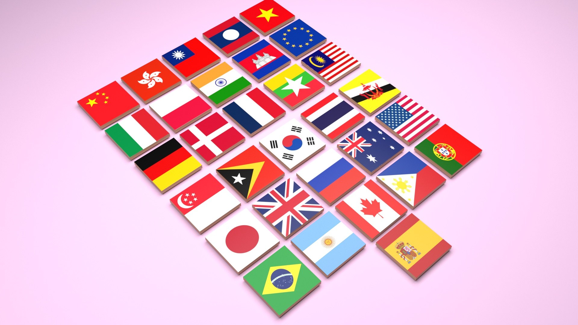 Flags Lego Tiles Set 3D Model - TurboSquid 1886270