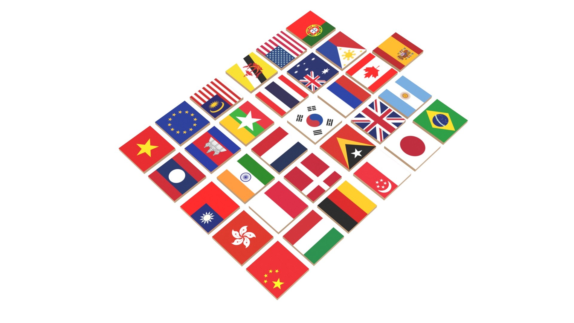 Flags Lego Tiles Set 3D Model - TurboSquid 1886270
