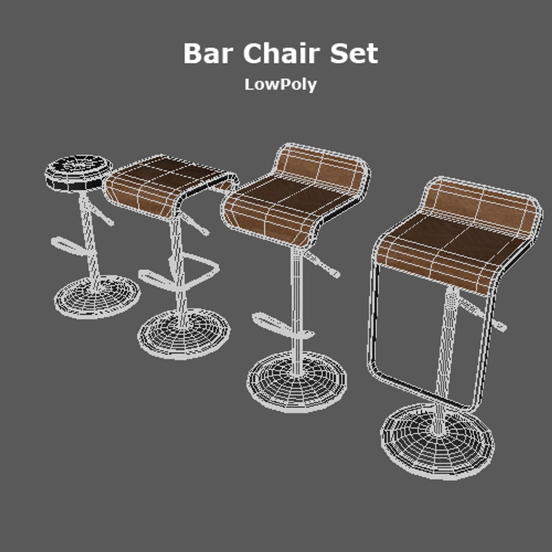 Set Bar Chairs Table 3d Model