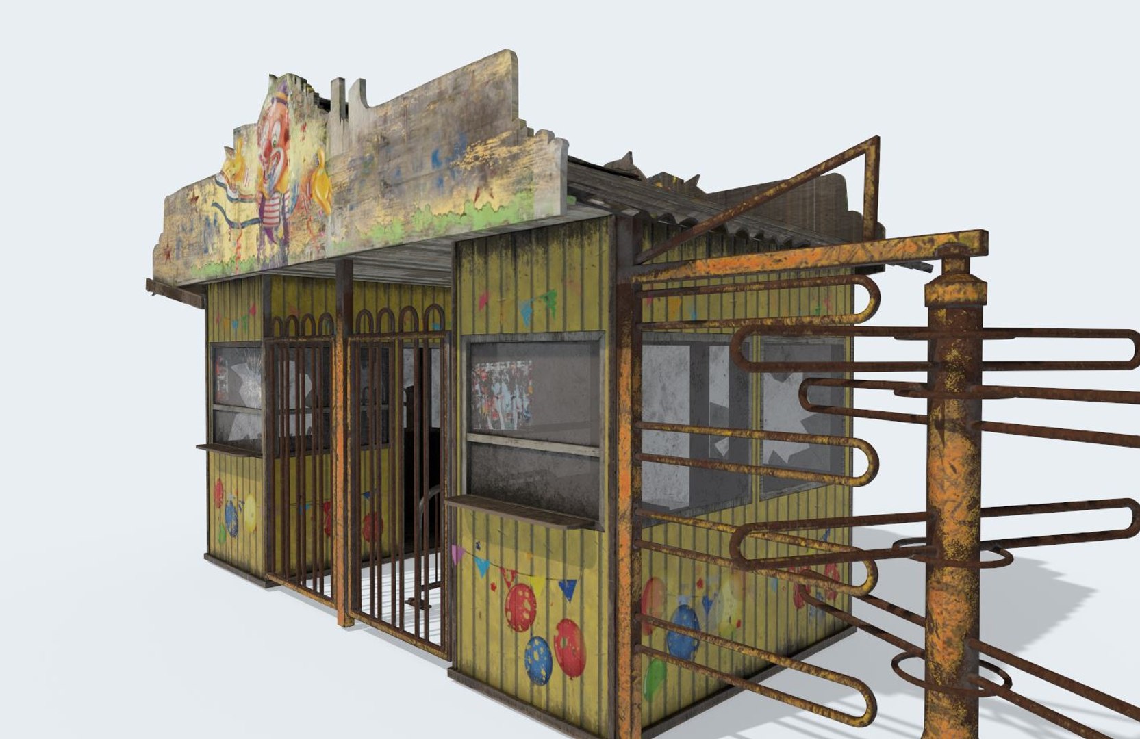 Abandoned Amusement Park Entrance And Ticketbooth 3D Model - TurboSquid ...