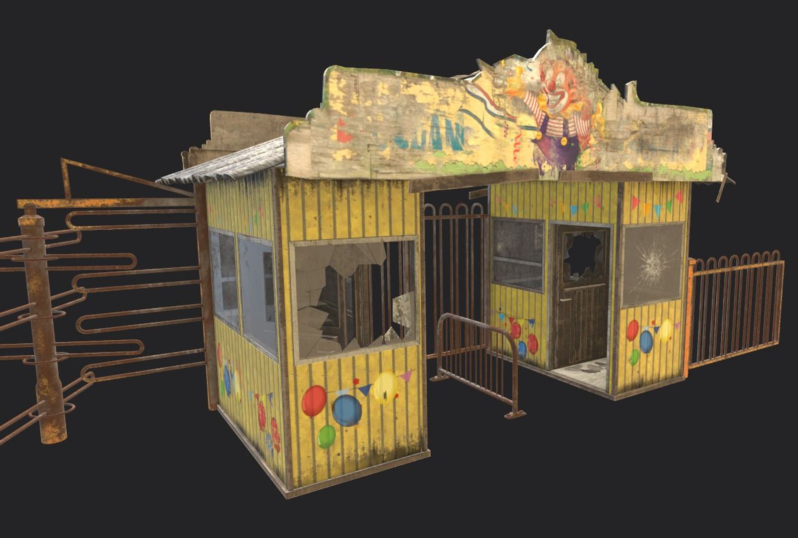 Abandoned Amusement Park Entrance And Ticketbooth 3D Model - TurboSquid ...