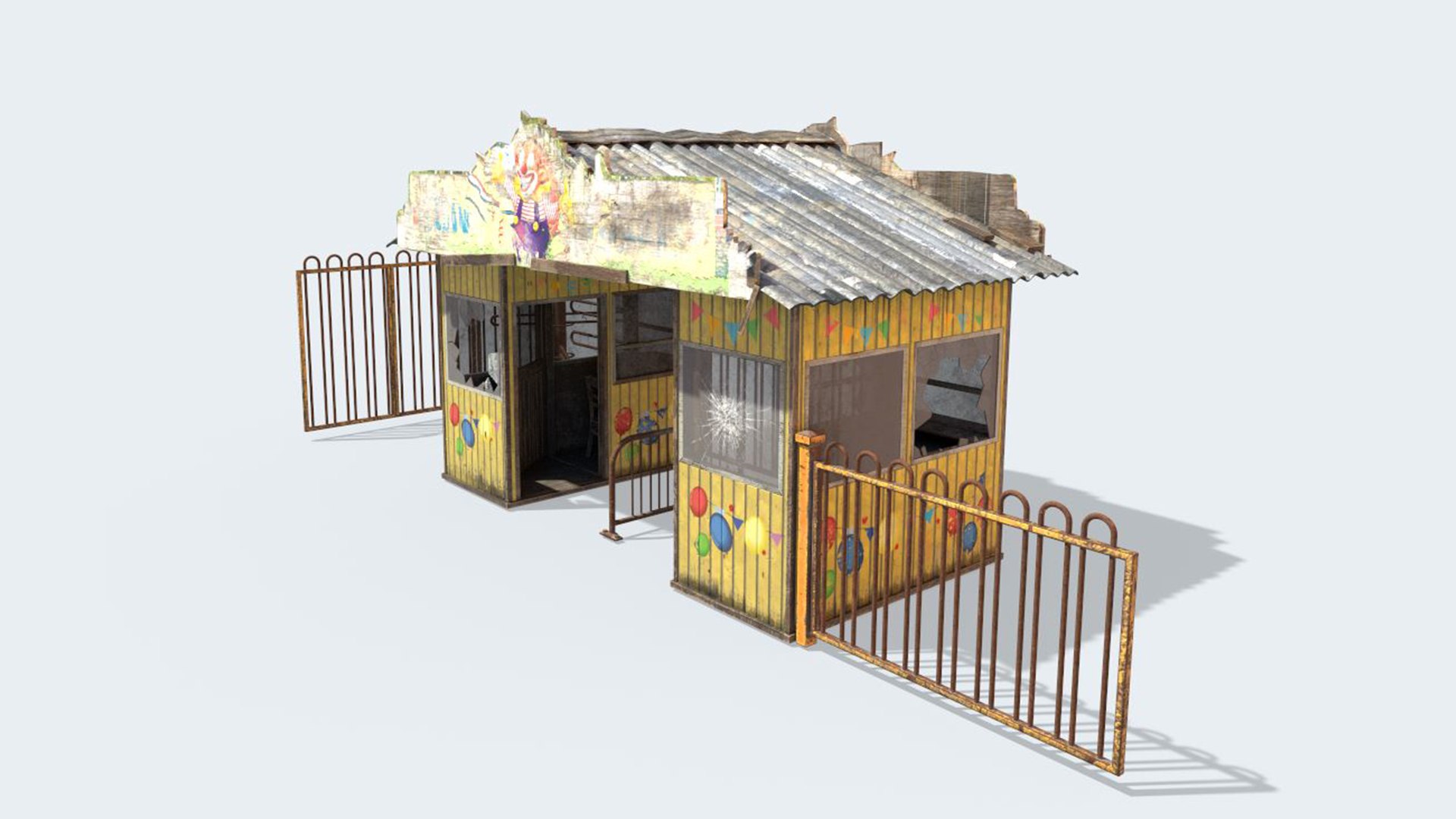 Abandoned Amusement Park Entrance And Ticketbooth 3D Model - TurboSquid ...