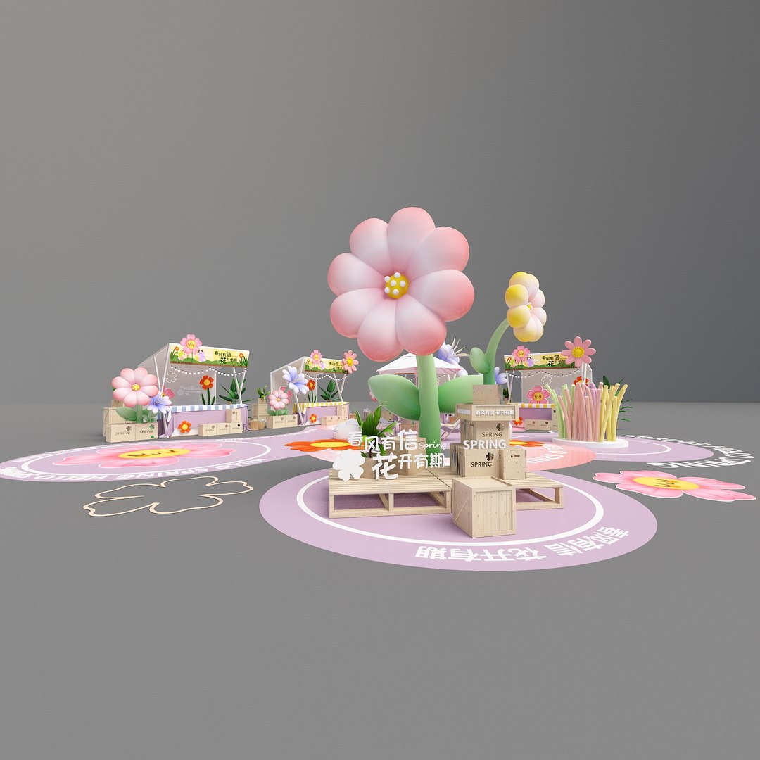 Modern Spring And Summer Market Stall Layout Spring Warm Flowers ...