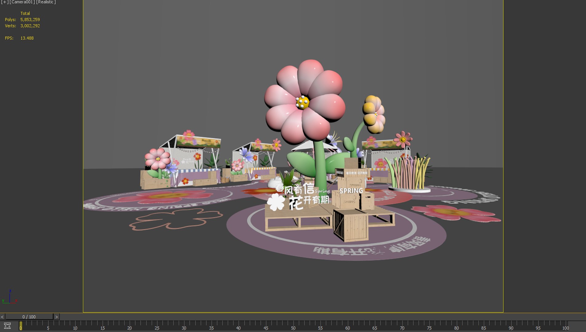 Modern Spring And Summer Market Stall Layout Spring Warm Flowers ...