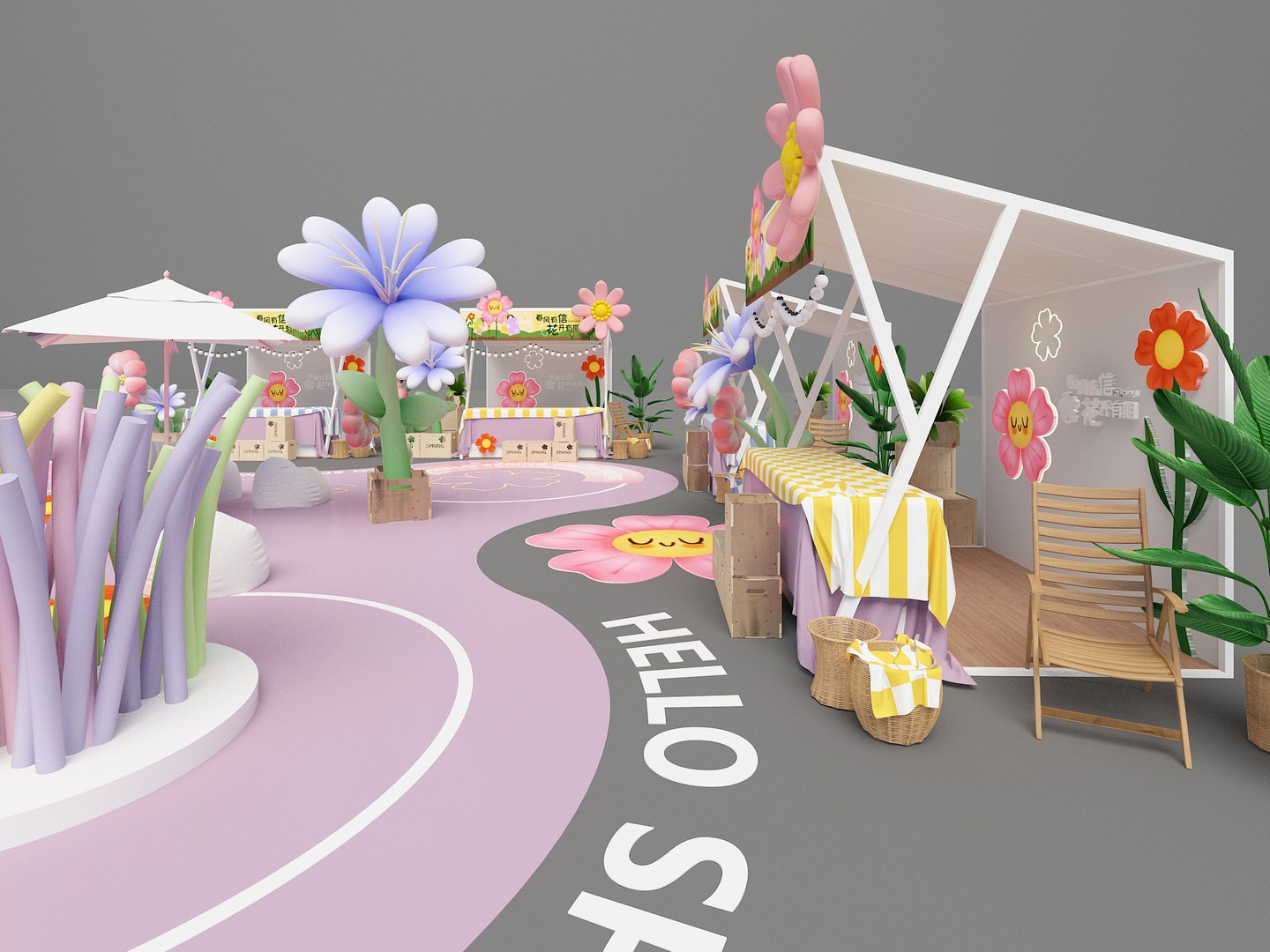 Modern Spring And Summer Market Stall Layout Spring Warm Flowers ...