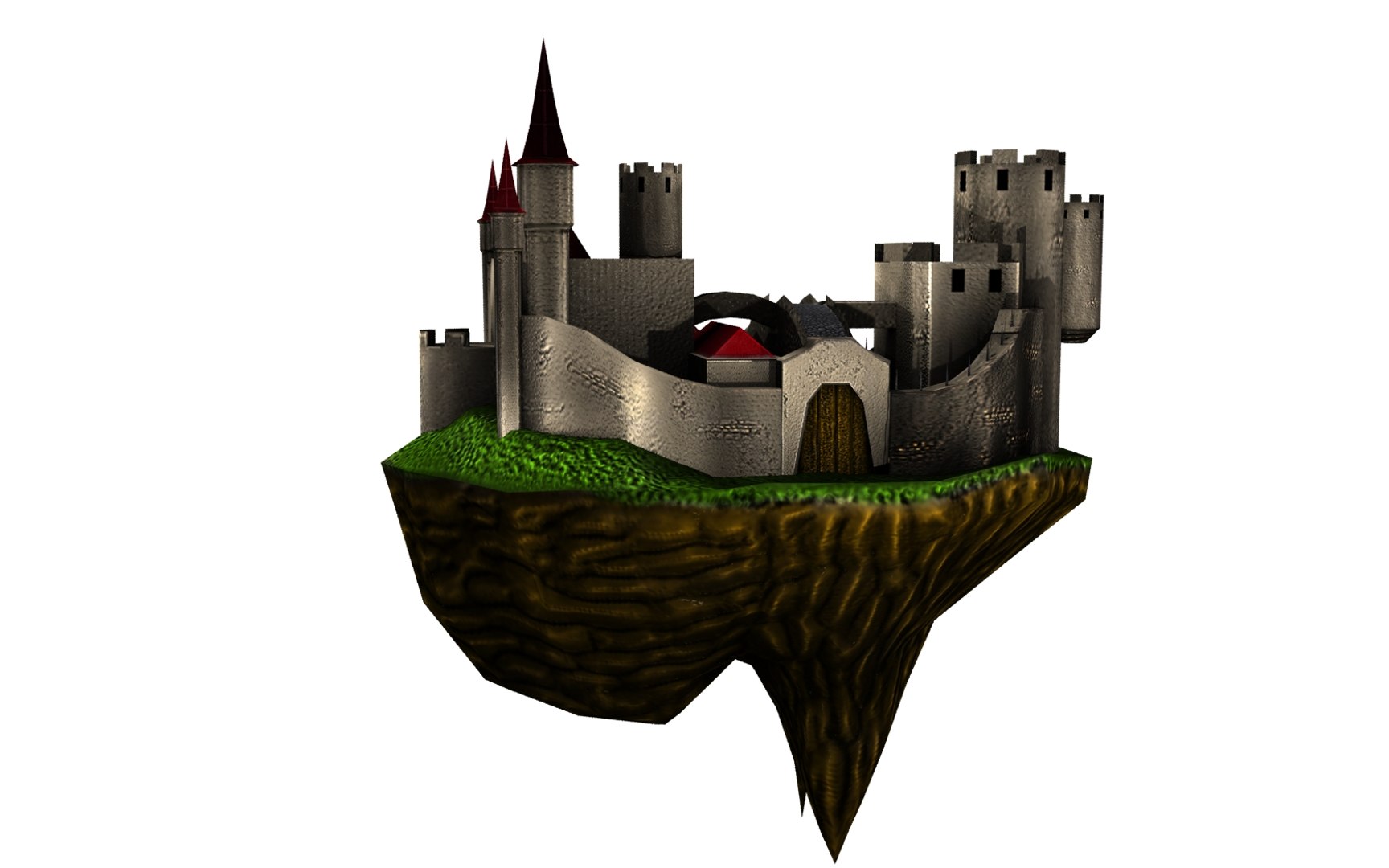 floating castle 3d obj