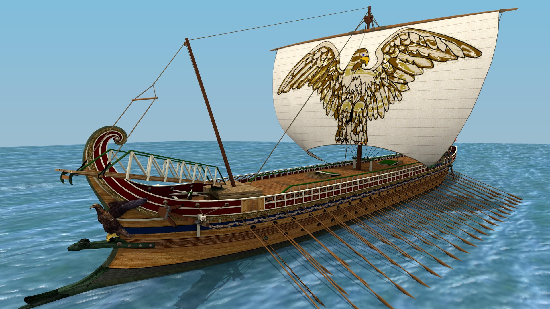 3d model roman trireme battle ship