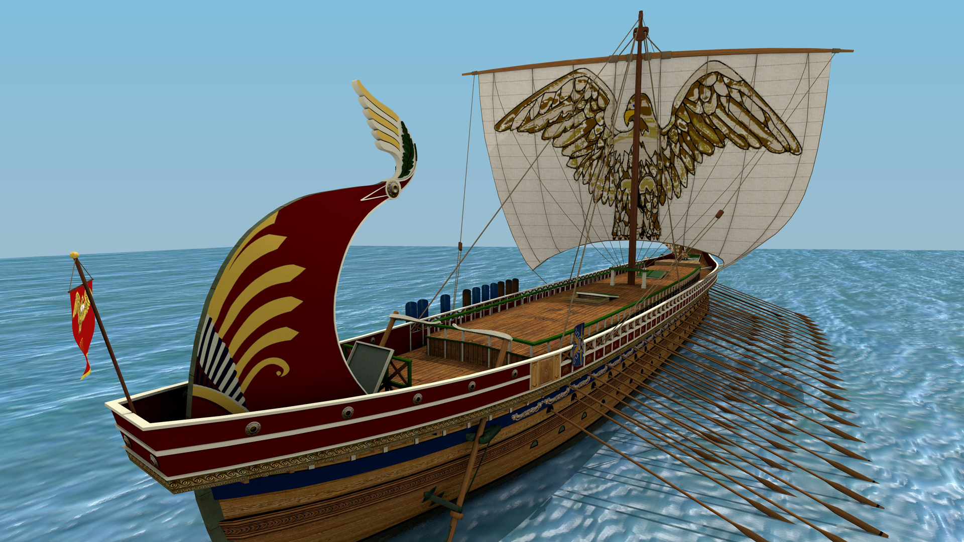 3d model roman trireme battle ship
