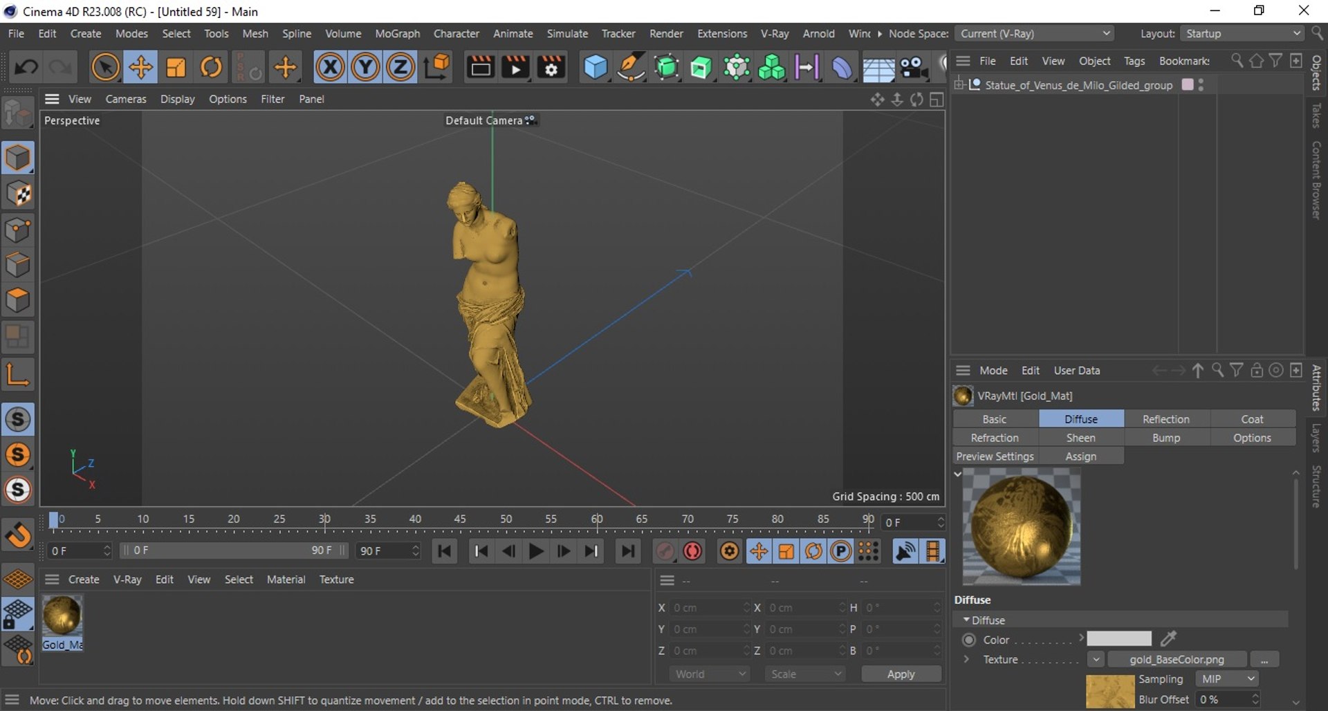3D Statue Of Venus De Milo Gilded - TurboSquid 2279707