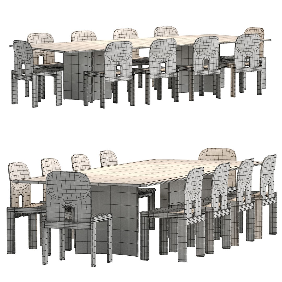 Crevasse Table And Tobia Scarpa Chair Model - TurboSquid 1870398