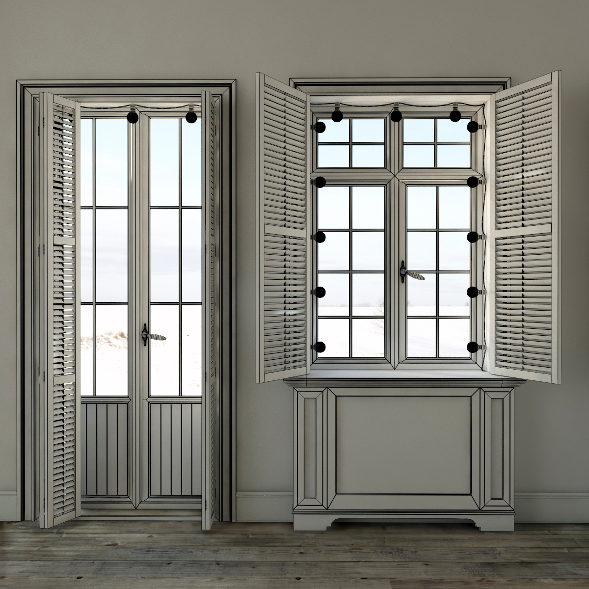 3D window shutters lamps model - TurboSquid 1250950