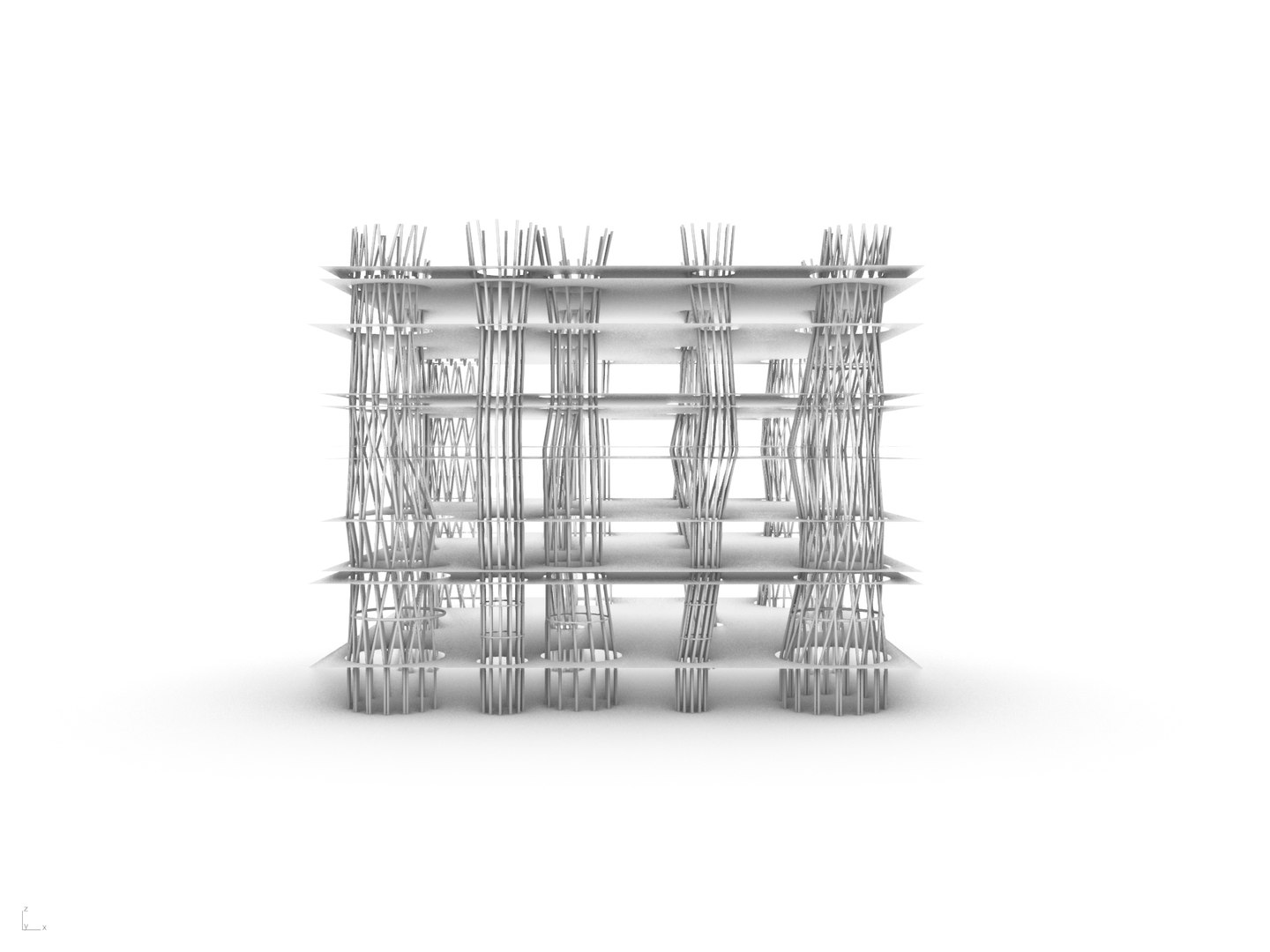 Toyo Ito - Sendai Mediatheque Partial Model - Tubes And Floors 3D Model ...