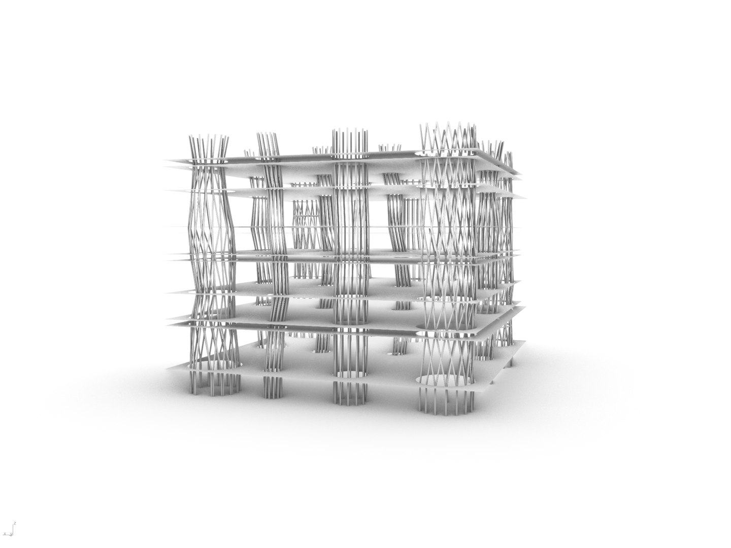 Toyo Ito - Sendai Mediatheque Partial Model - Tubes And Floors 3D Model ...