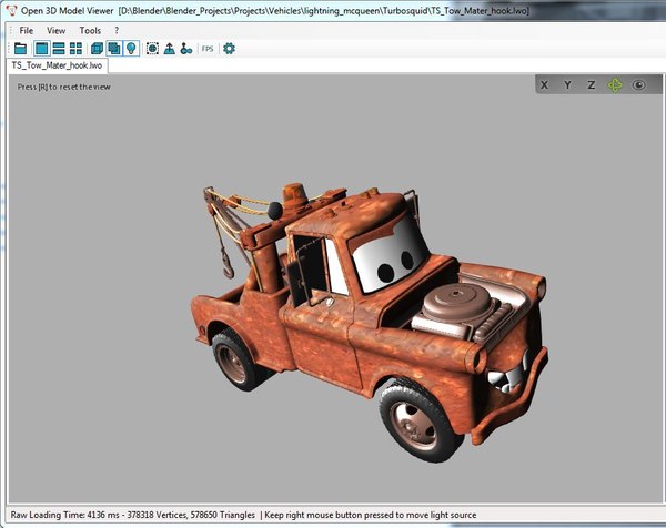 3d model pixars cars tow mater