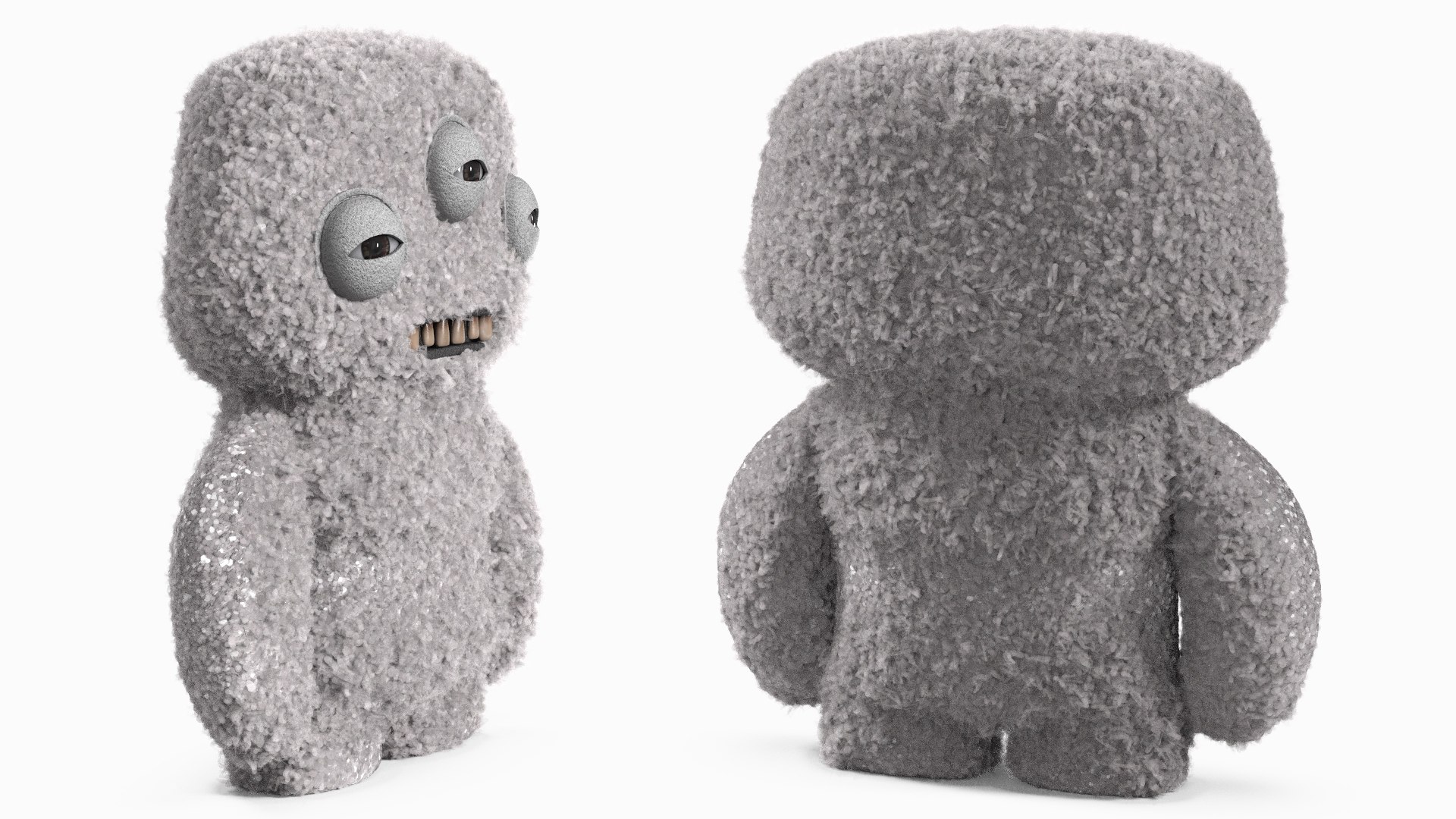 Plush Toy Alien With Three Eyes Gray Fur 3D - TurboSquid 2472142
