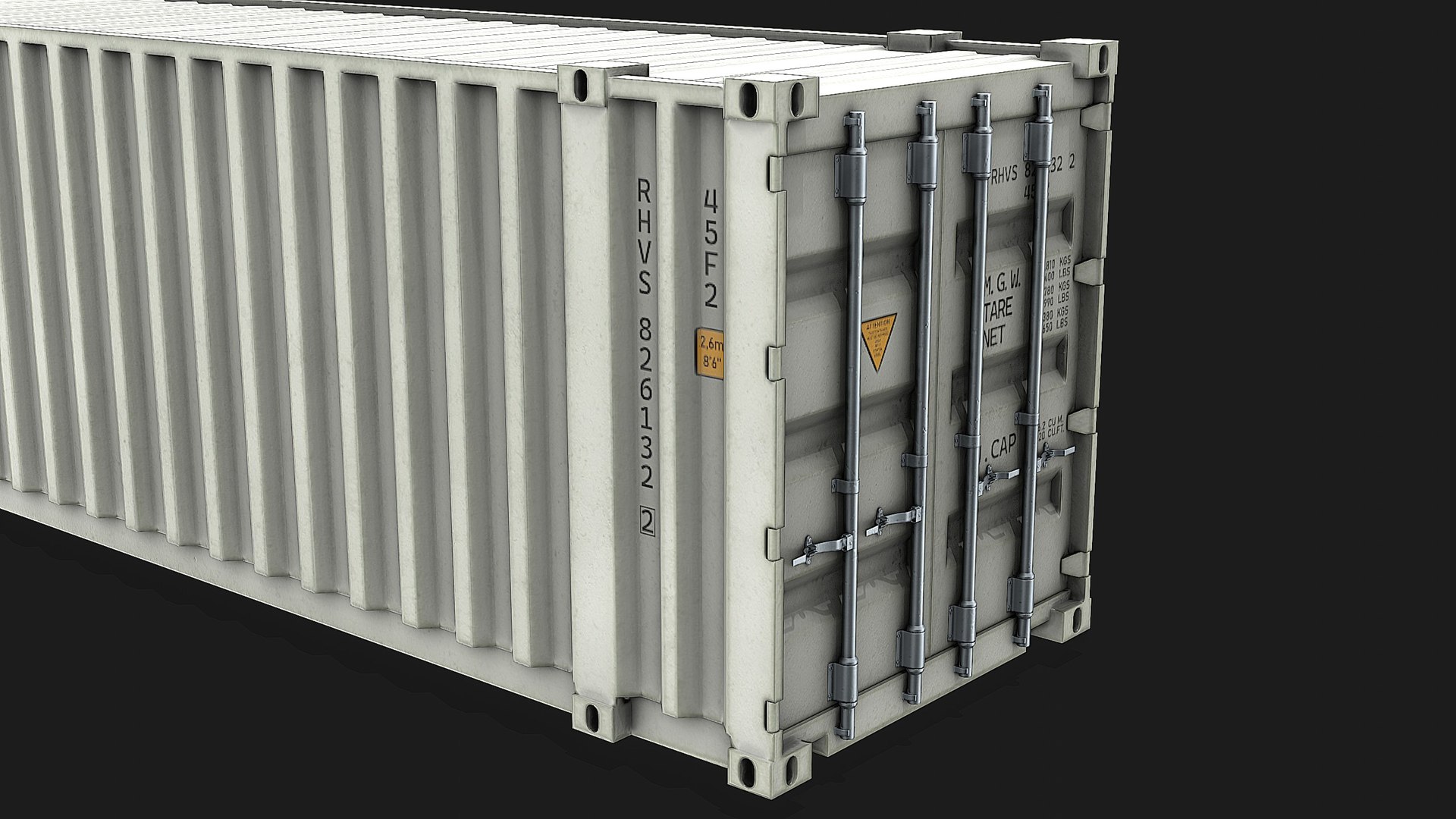 3D Model 45ft Shipping Container - White - TurboSquid 2152440